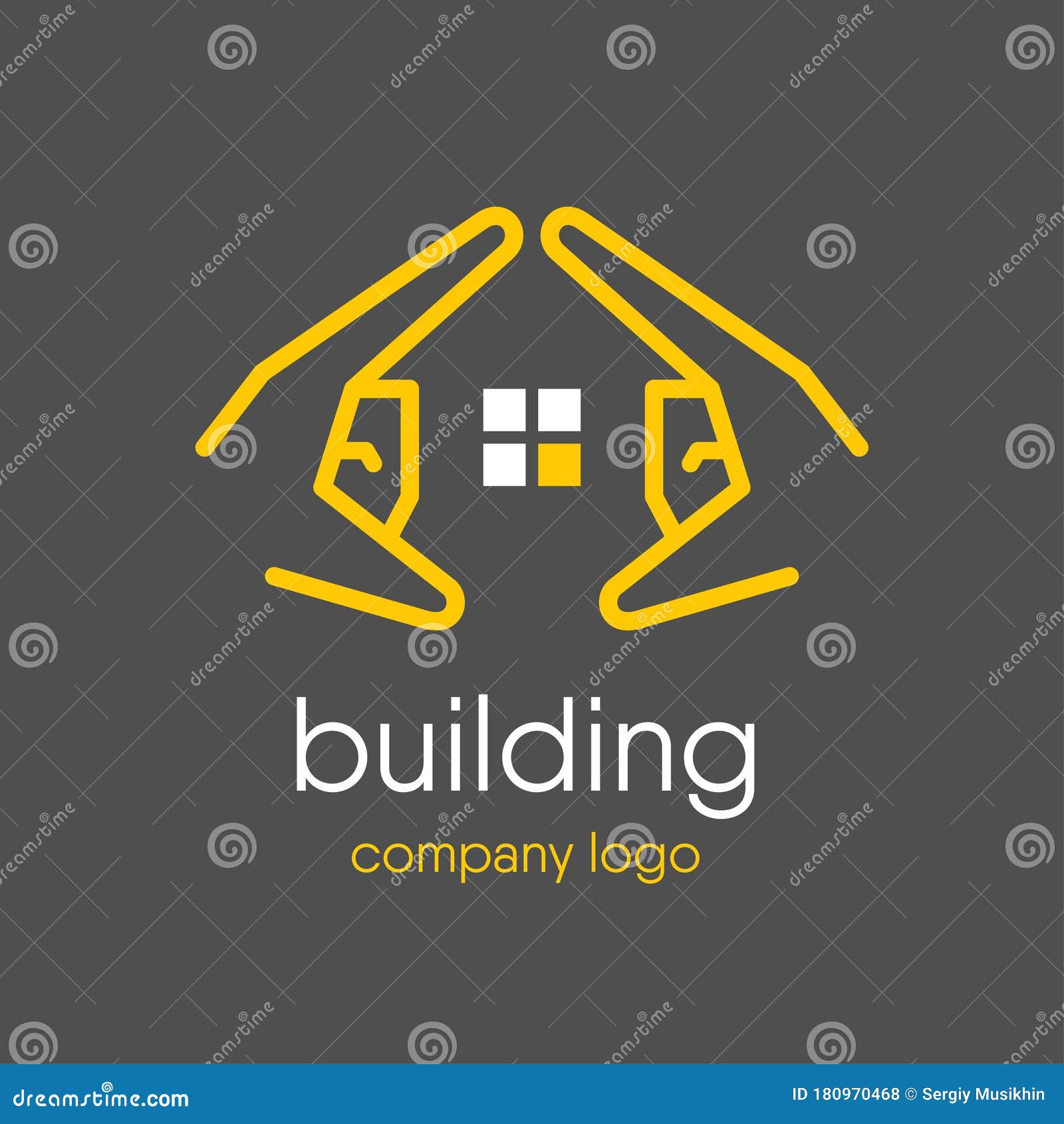 Hands Shape the Contour of the House. Construction Company Logo Stock ...