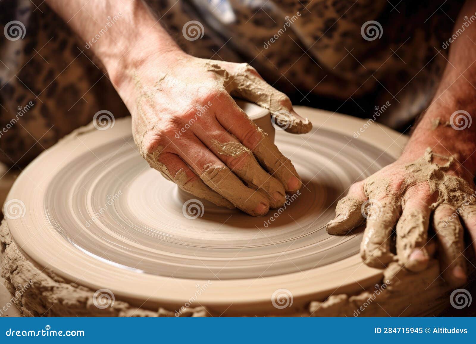 Hands Shaping Clay on Pottery Wheel Stock Illustration - Illustration ...