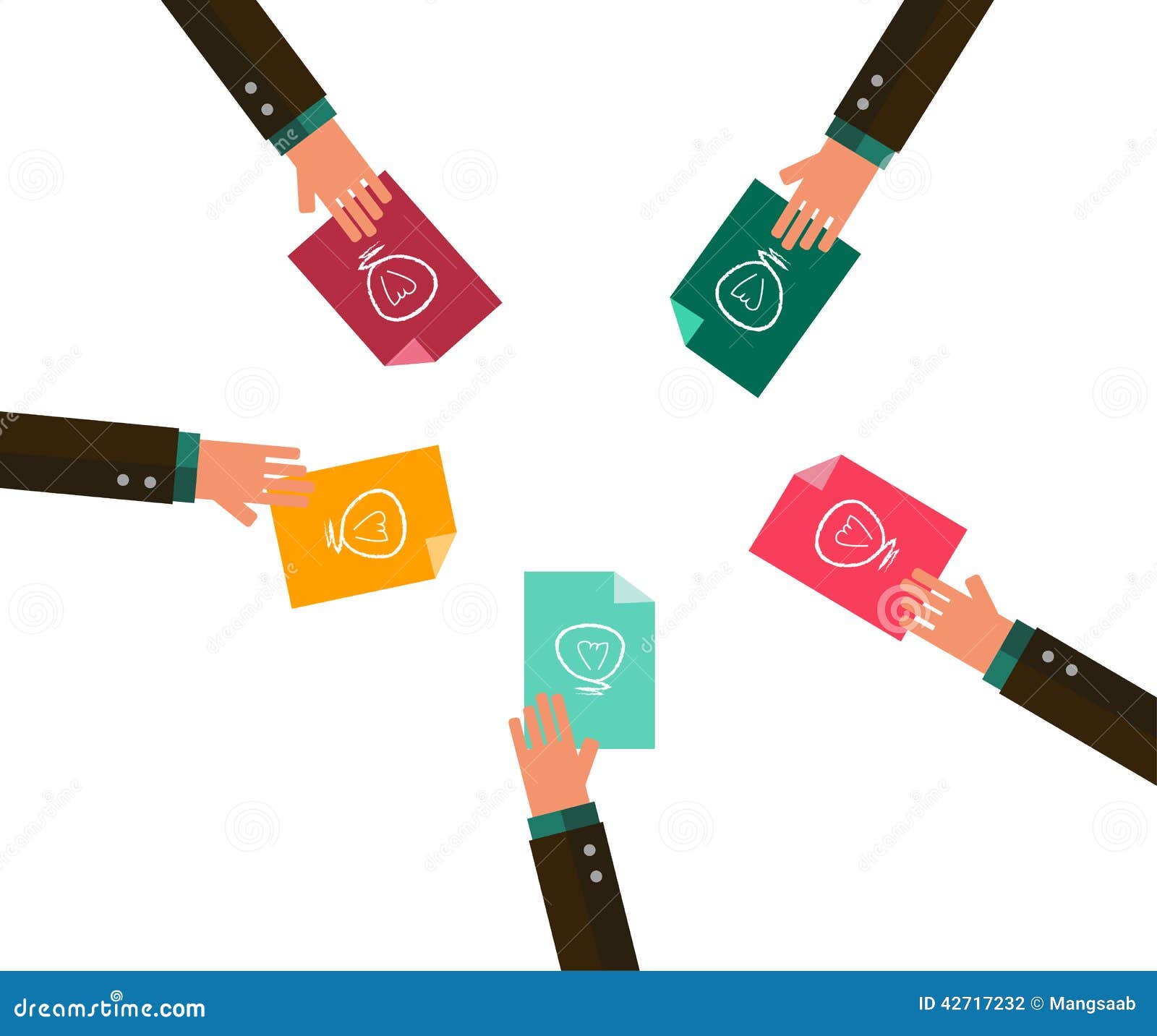Hands Sharing Ideas Paper. Brainstorming Concept Design. Stock Vector ...