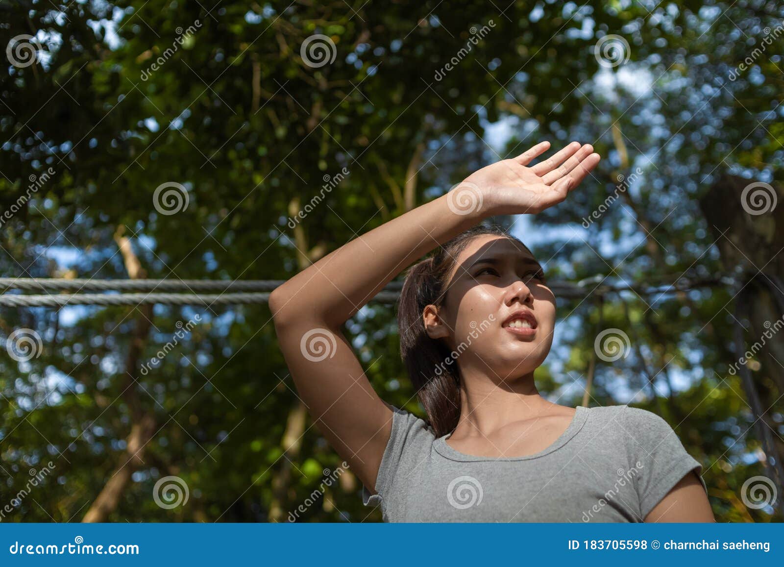 Hands Shield Light of Sun at Sunny Day in the Park Stock Photo - Image ...