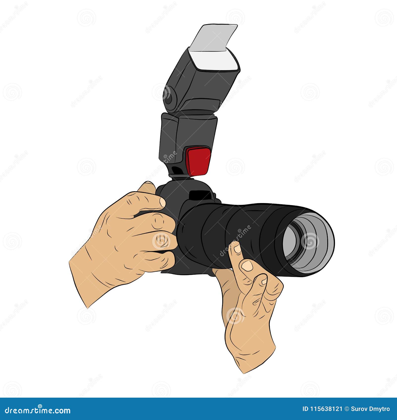 Hands Shooting on Camera Vector Drawing Illustration Stock Illustration ...