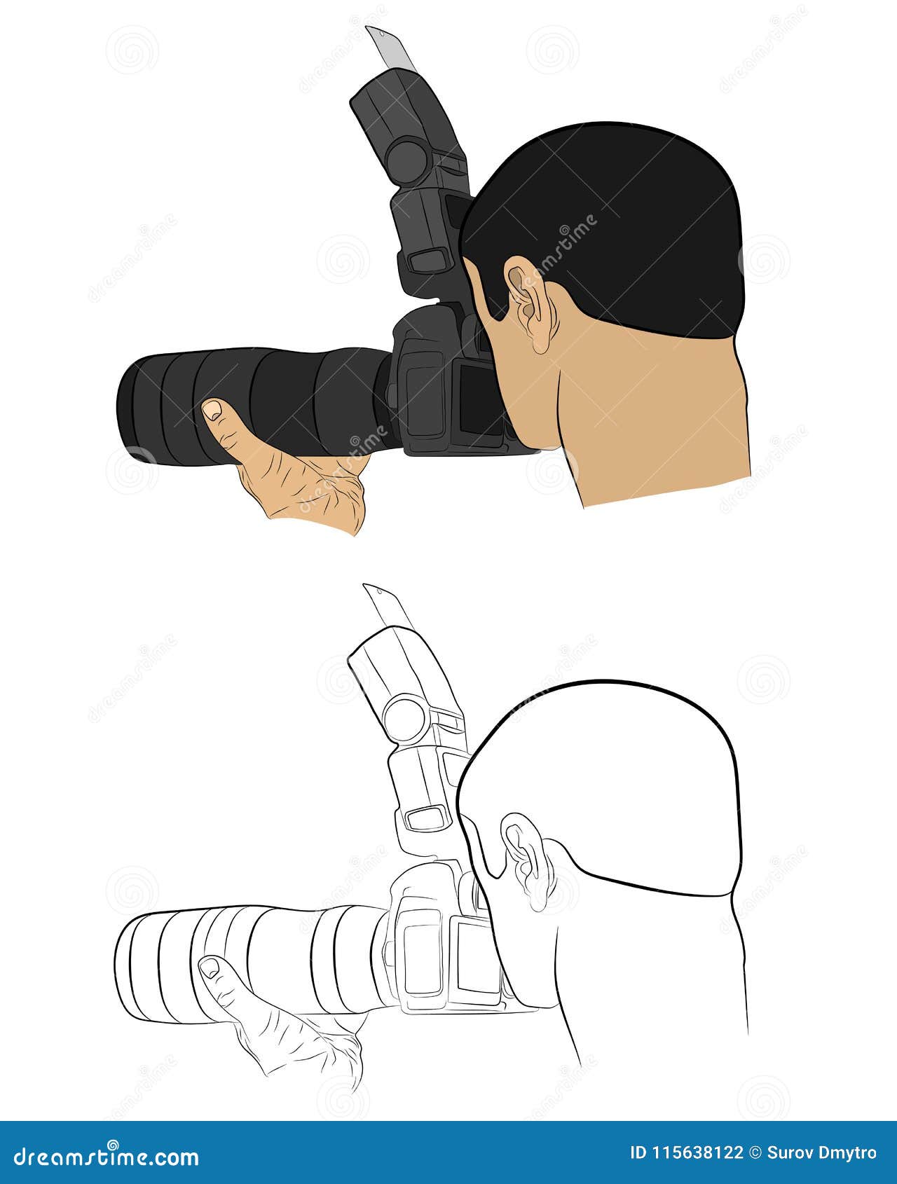Hands Shooting on Camera Vector Drawing Illustration Stock Illustration ...
