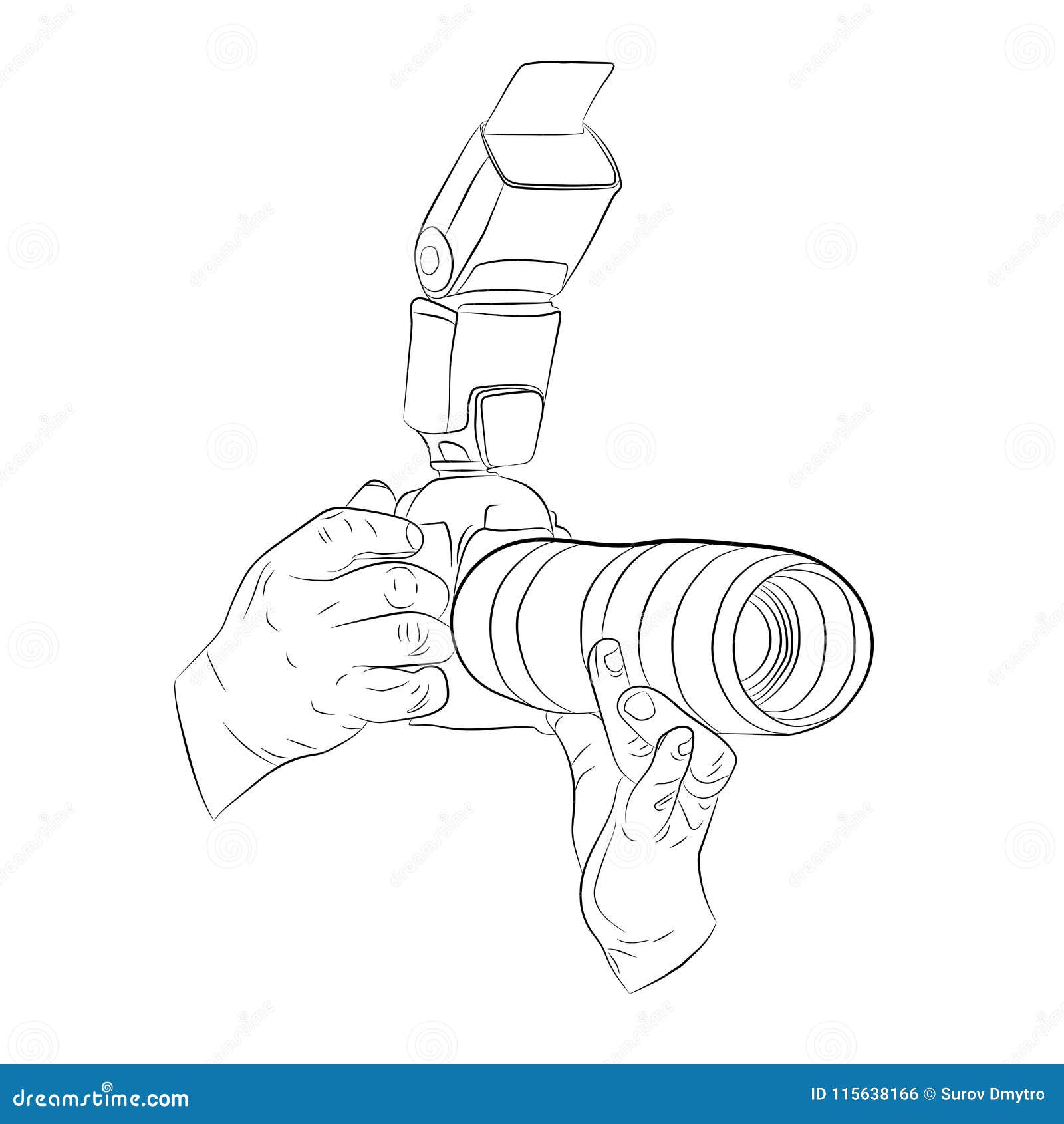 Hands Shooting on Camera Vector Drawing Illustration Stock Illustration ...
