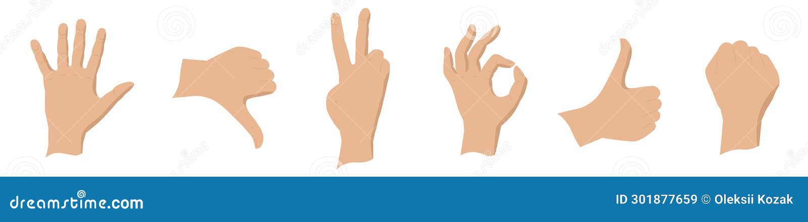 Hands Show Different Signs. Hands in Different Positions Stock Vector ...