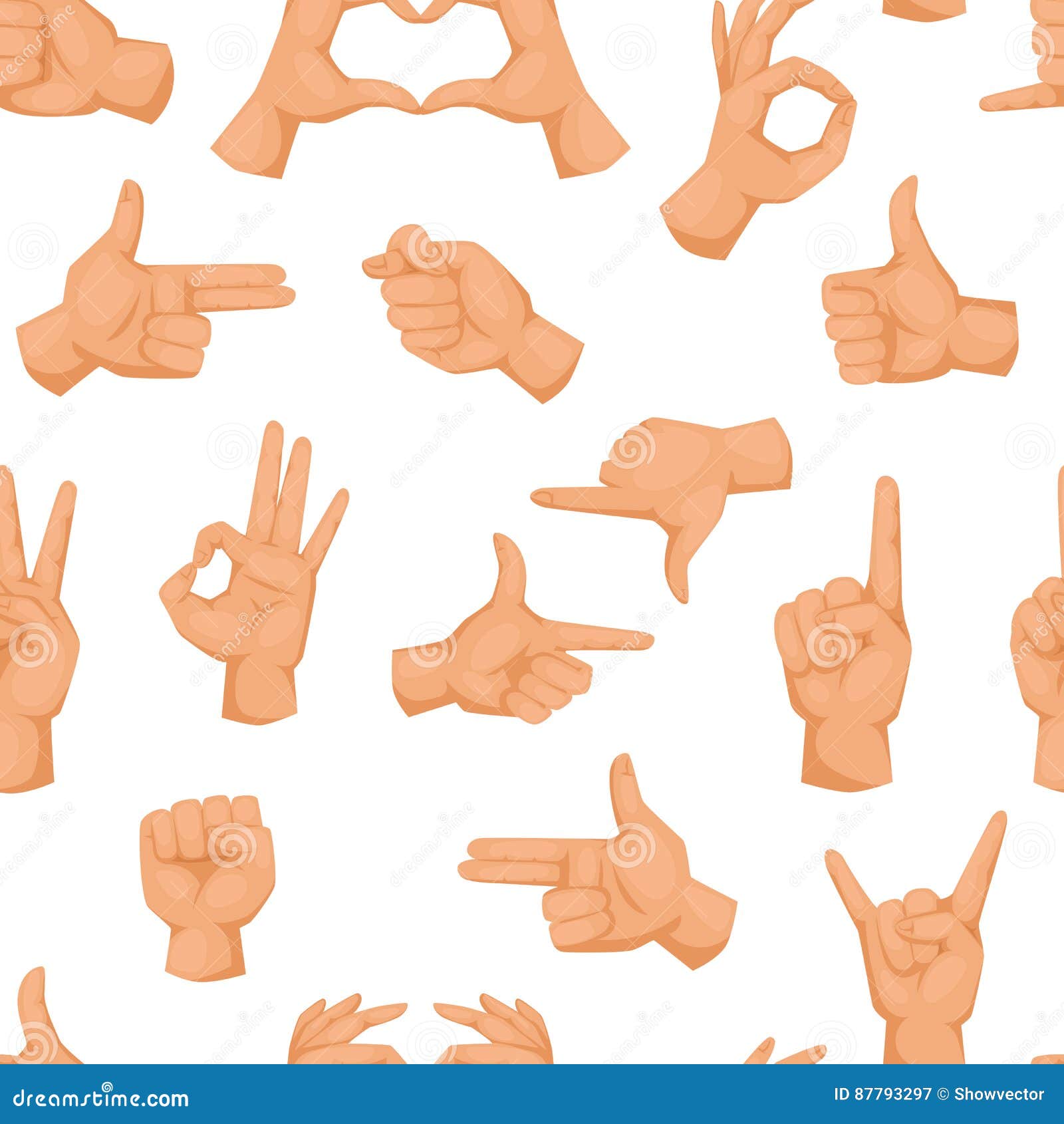 Hands Showing Deaf-mute Different Gestures Human Seamless Pattern Arm ...