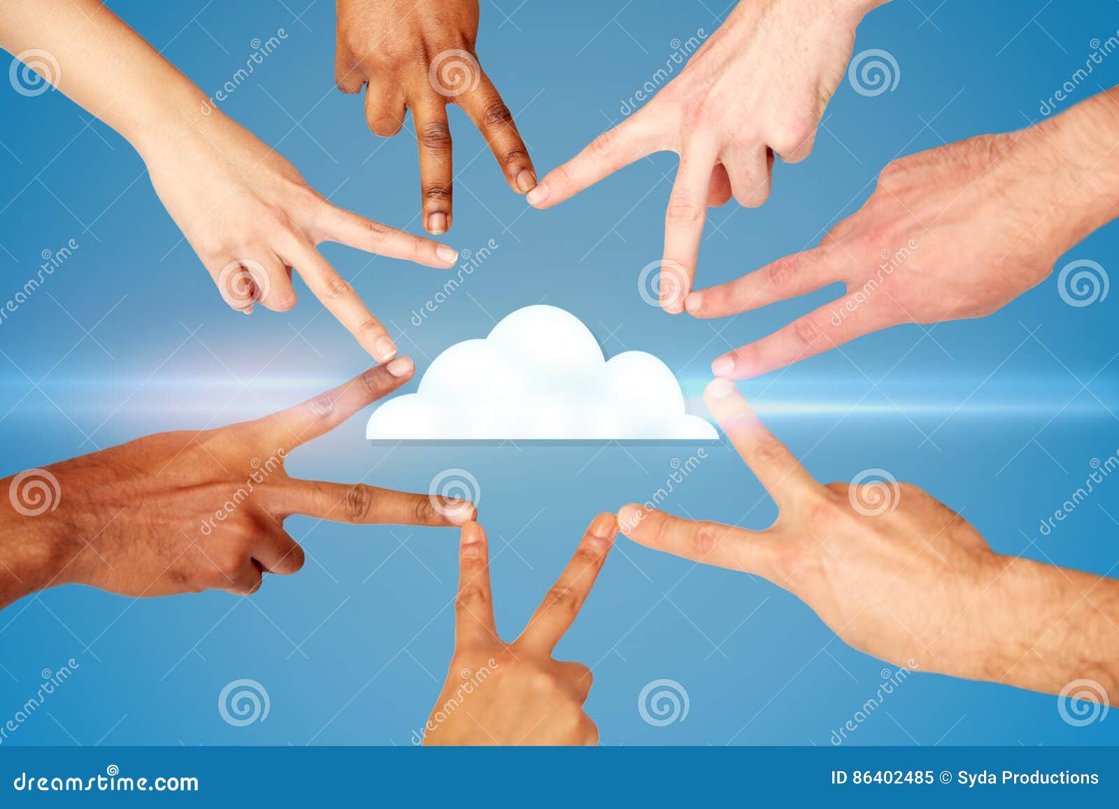 Hands Showing Peace Hand Sign Over Cloud Icon Stock Image - Image of ...