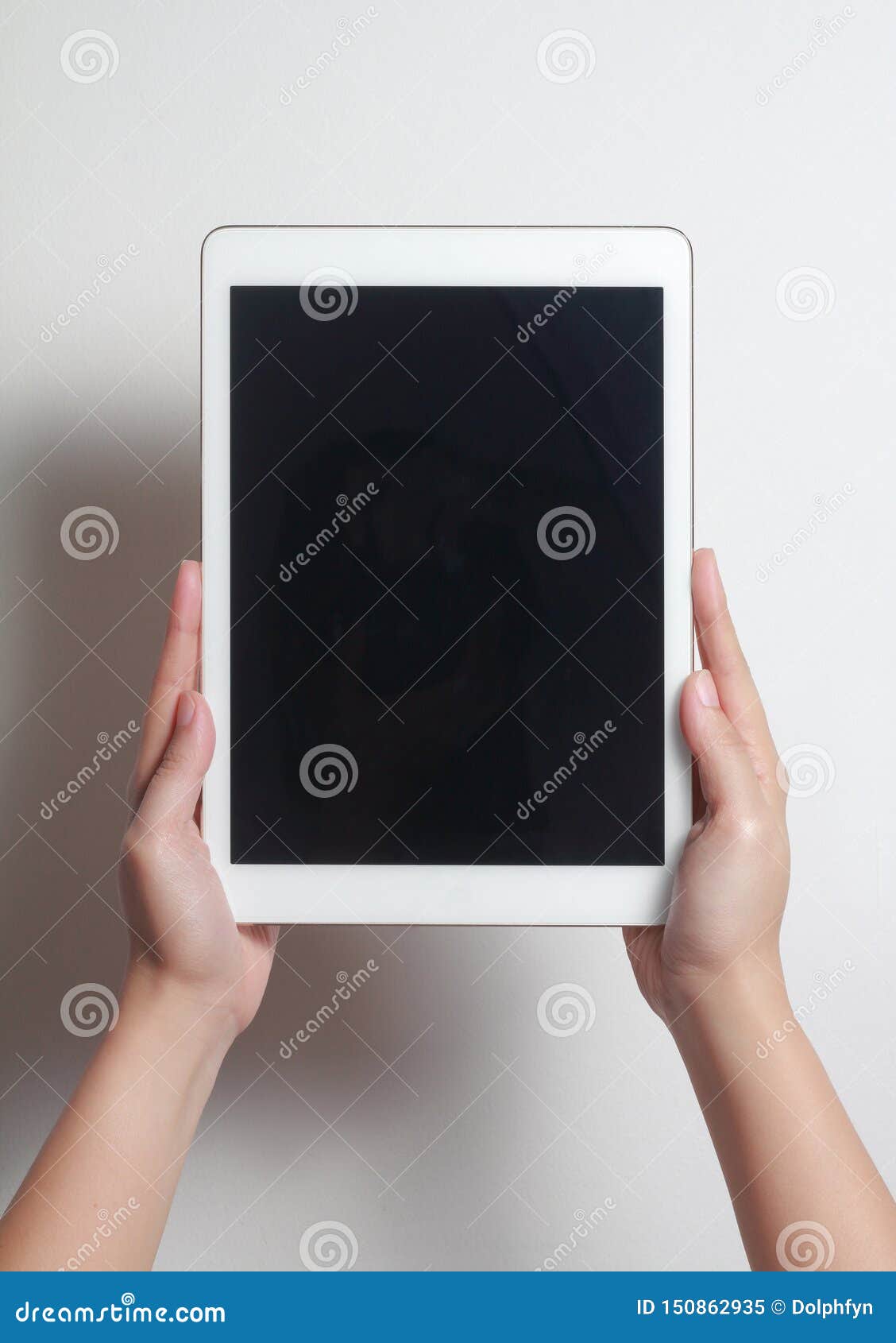 Hands showing tablet stock image. Image of modern, tech - 150862935