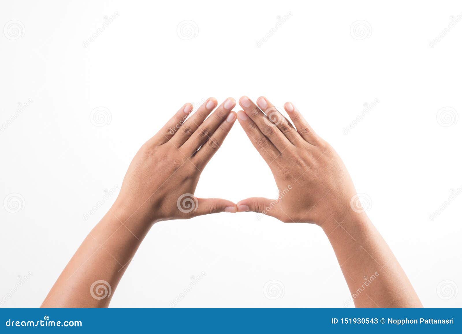 Hands Showing the Triangle Sign Stock Image - Image of open, isolated ...