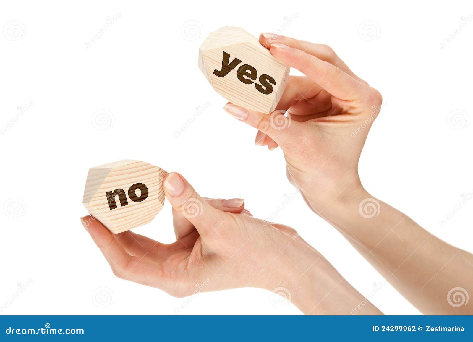 Hands Showing Two Blocks YES and NO Stock Photo - Image of playing ...