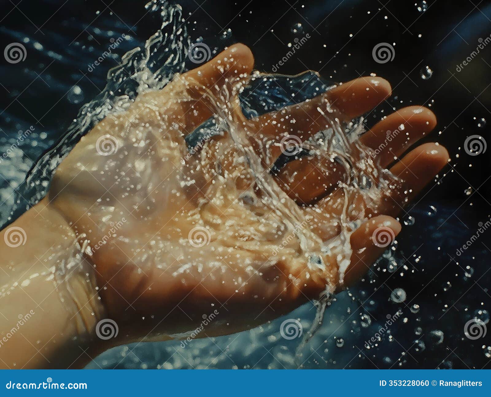 Hands Splashing in Water, Dynamic Movement Captured Stock Illustration ...