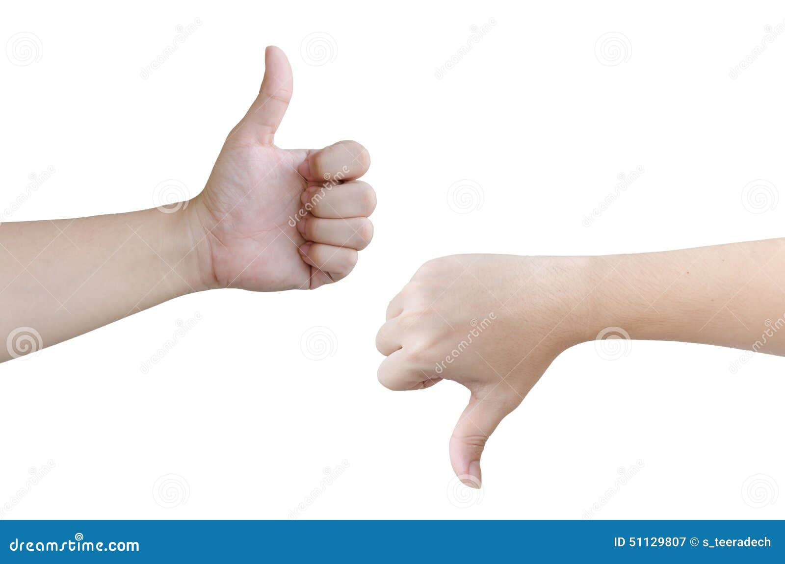 Hands Shows Like and Dislike, on White Background Stock Image - Image ...