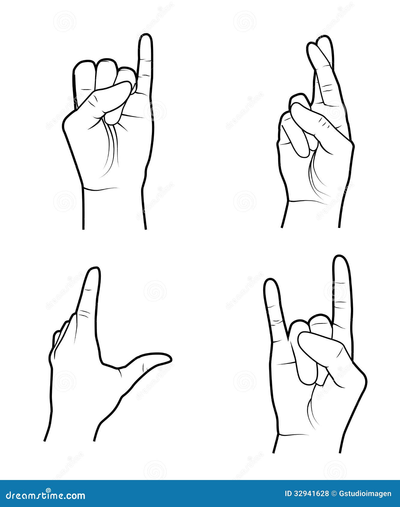 Hands signals stock vector. Illustration of eps10, comics - 32941628