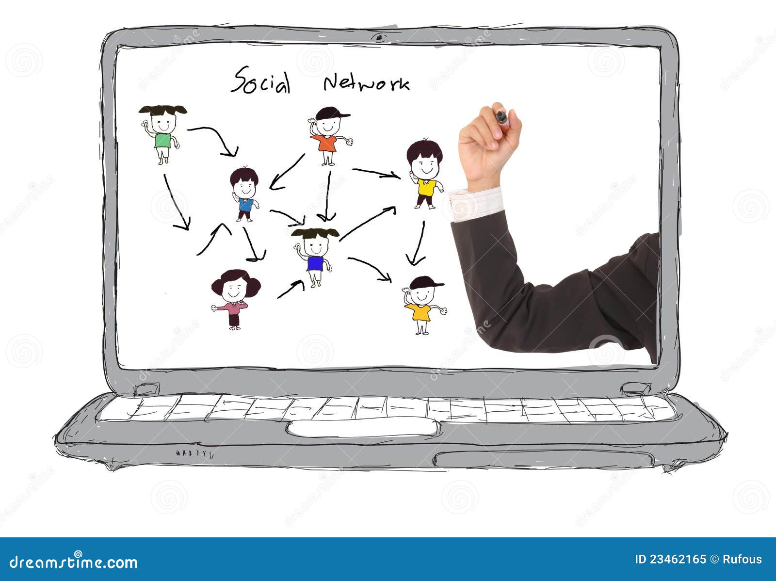 Hands Sketch Social Networking Concept Stock Illustration ...