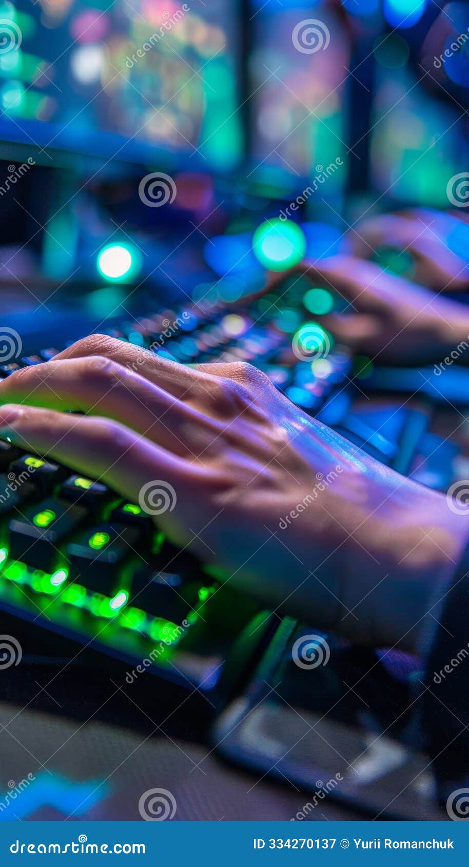 Hands Skillfully Navigating a Vibrant Gaming Keyboard Amidst a ...