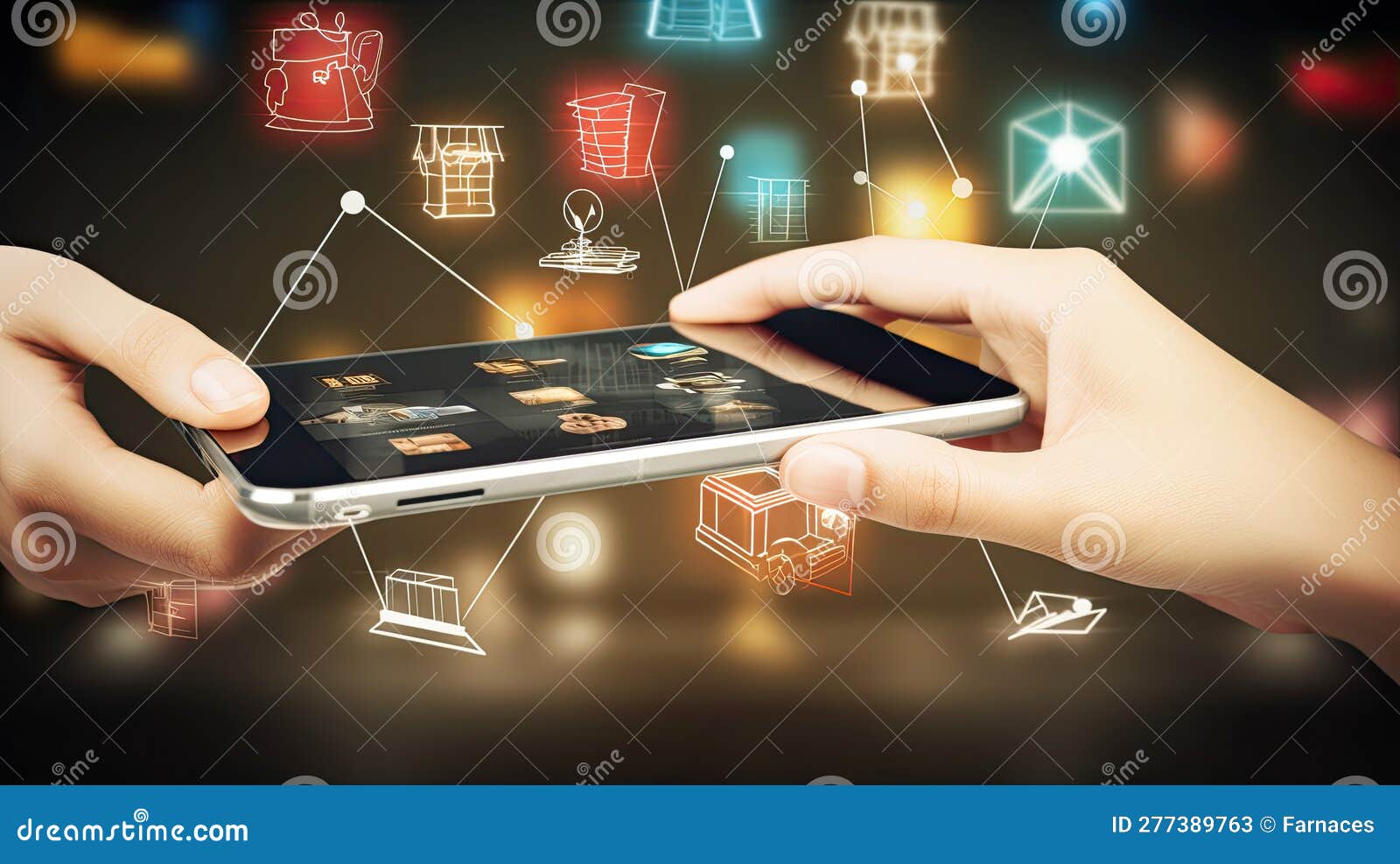 Hands with smartphone stock illustration. Illustration of device ...