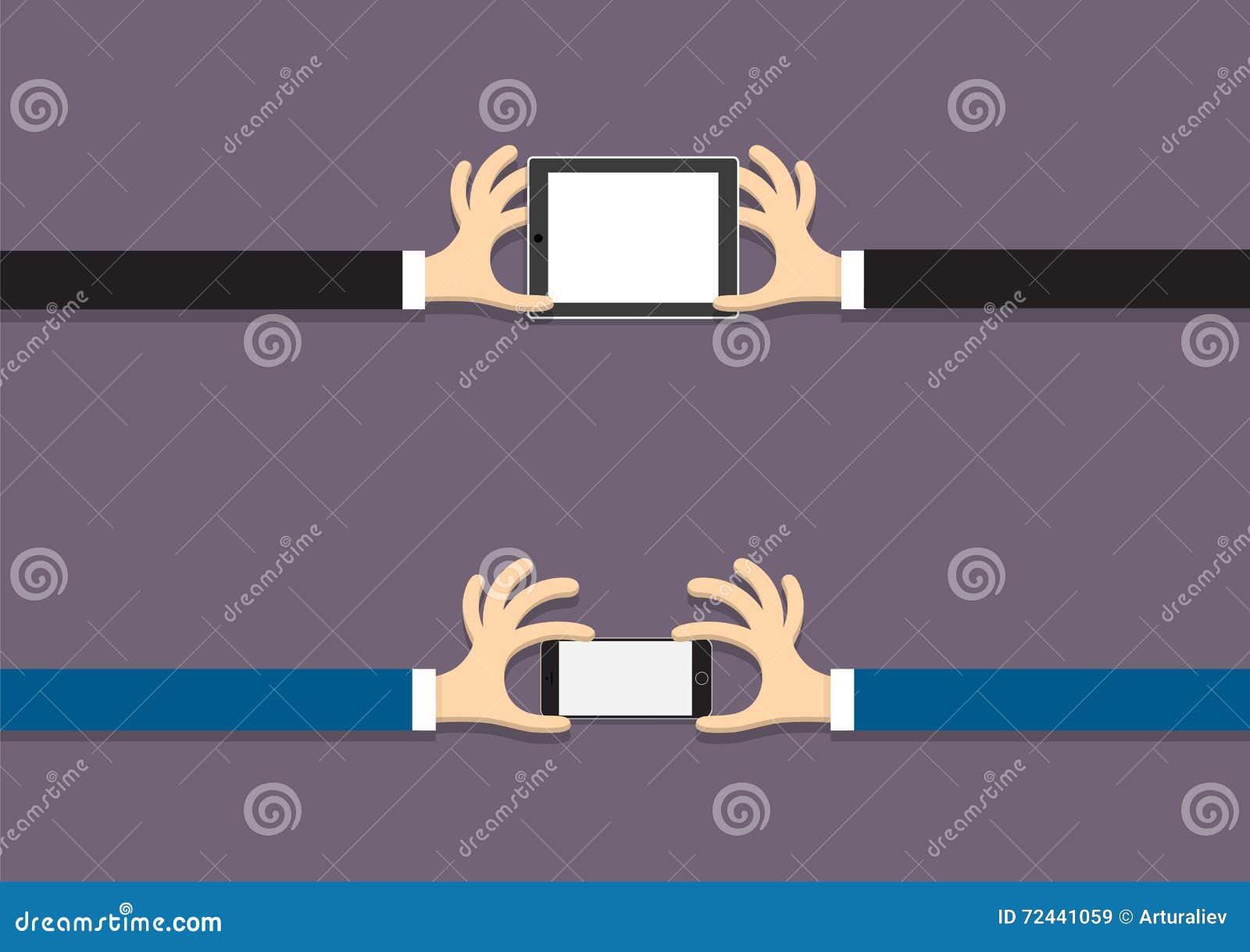 Hands with with Smartphone and Tablet (pc) in Cartoon Style Stock ...