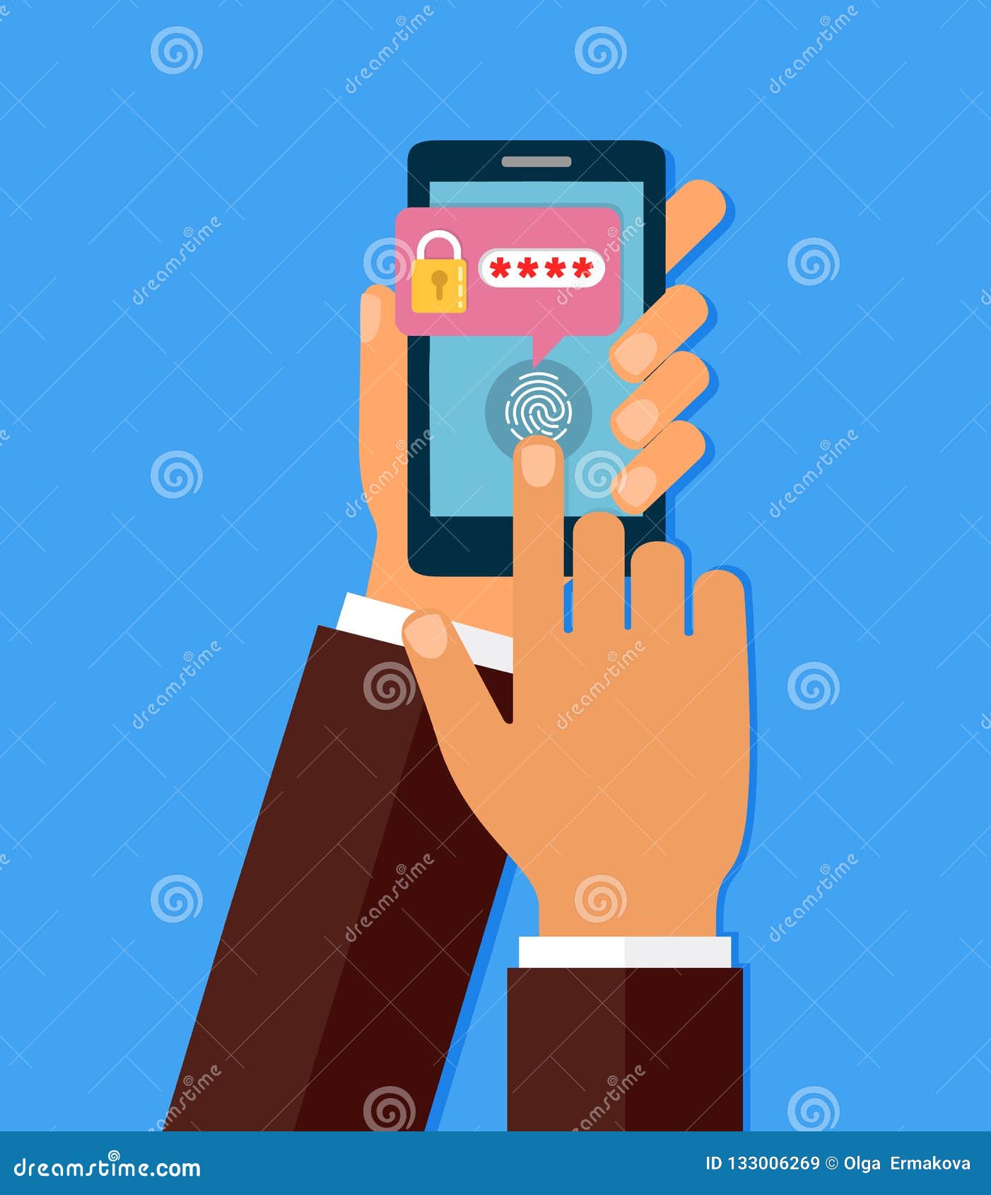 Hands with Smartphone Unlocked with Fingerprint Button and Password ... Hands with Smartphone Unlocked with Fingerprint Button and Password ...