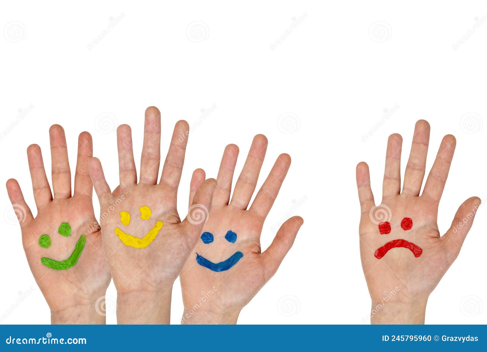 Hands with Smiles and Sadness Pattern Stock Photo - Image of color ...