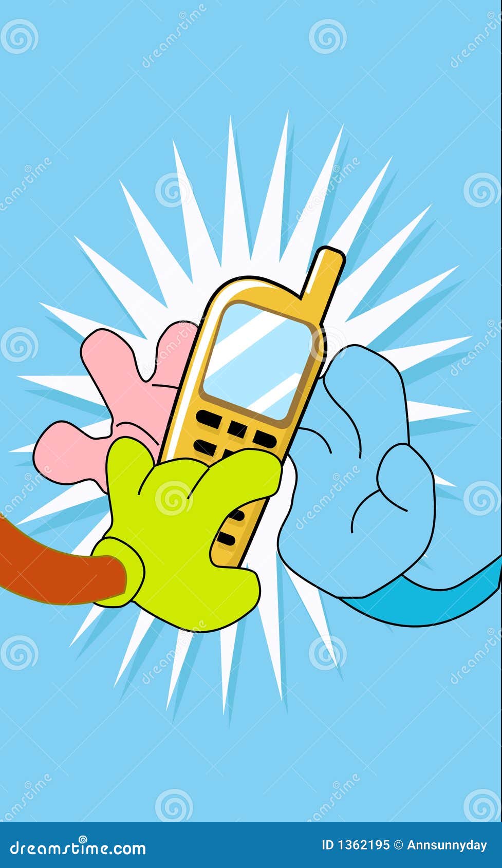 Hands snatching phone stock illustration. Illustration of handheld ...