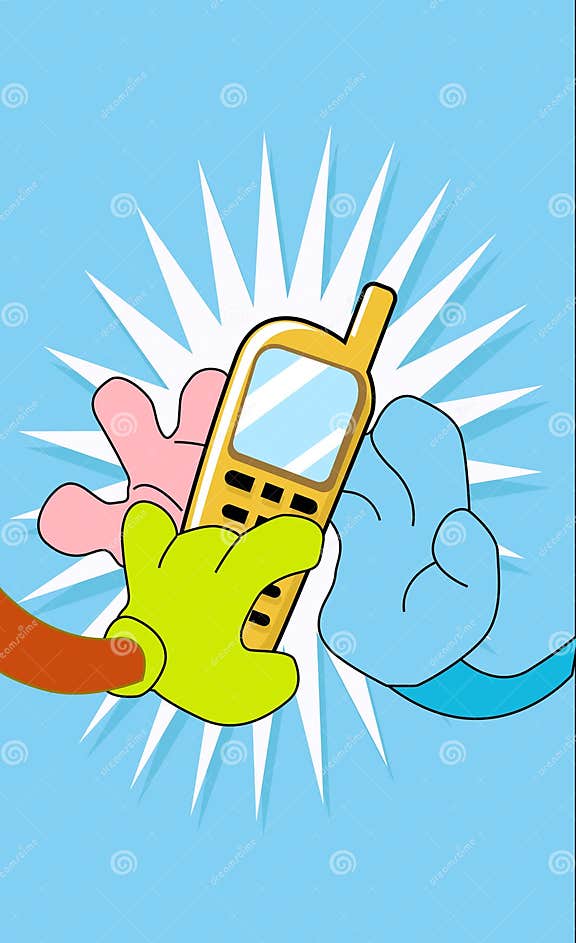 Hands snatching phone stock illustration. Illustration of handheld ...