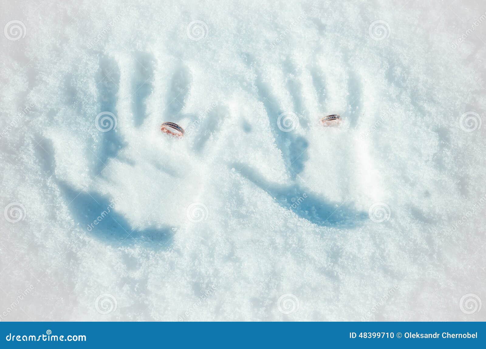 Hands in the snow stock photo. Image of handprint, frozen - 48399710