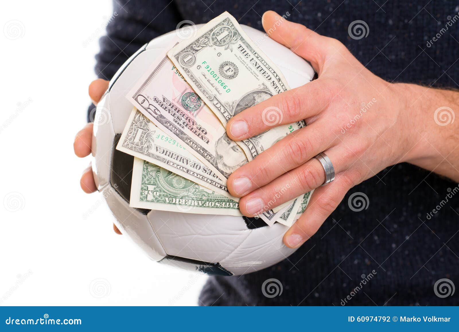 Hands with Soccer - Ball and Money Stock Photo - Image of object ...