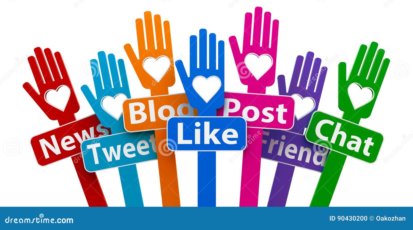 Hands with Social Media Web Signs Stock Illustration - Illustration of ...