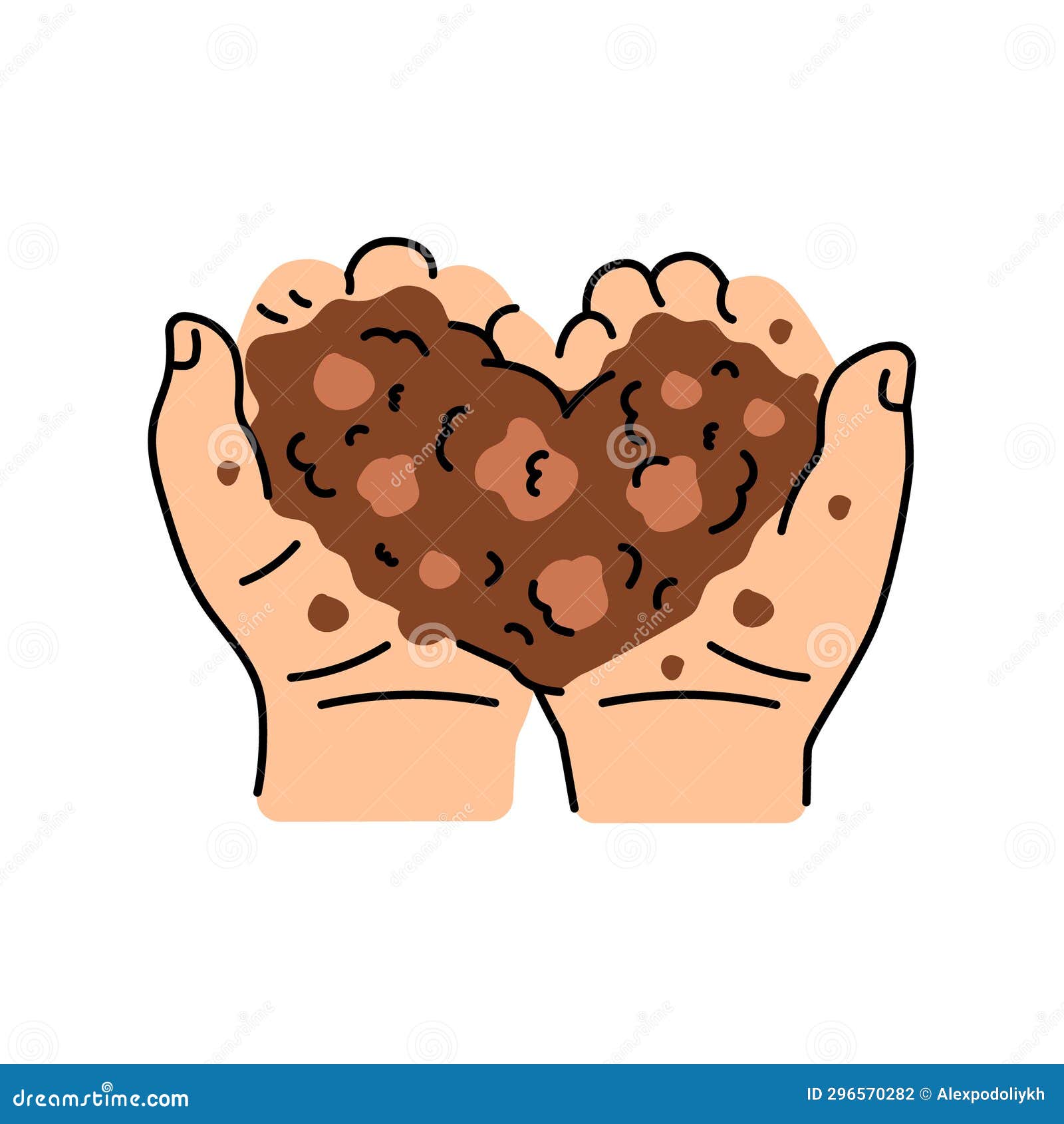Hands with Soil Color Line Icon. Composting. Vector Isolated Element ...