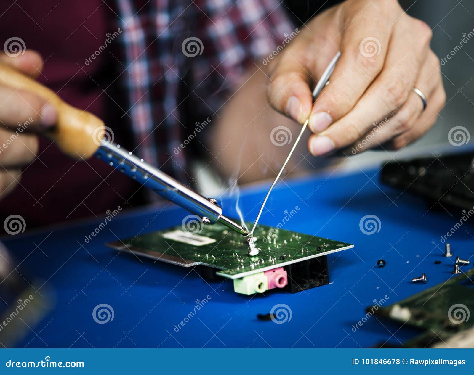 Hands Soldering Tin on Electronics Circuit Board Stock Photo - Image of ...