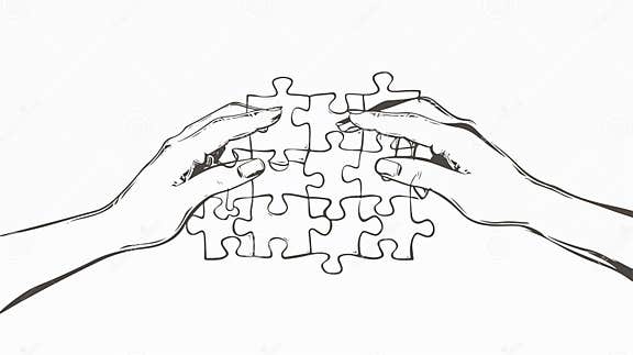Hands Solving Jigsaw Puzzle Illustration for Problem-Solving Concepts ...