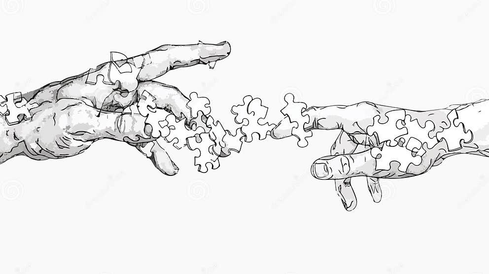 Hands Solving Jigsaw Puzzle Illustration for Problem-Solving Concepts ...