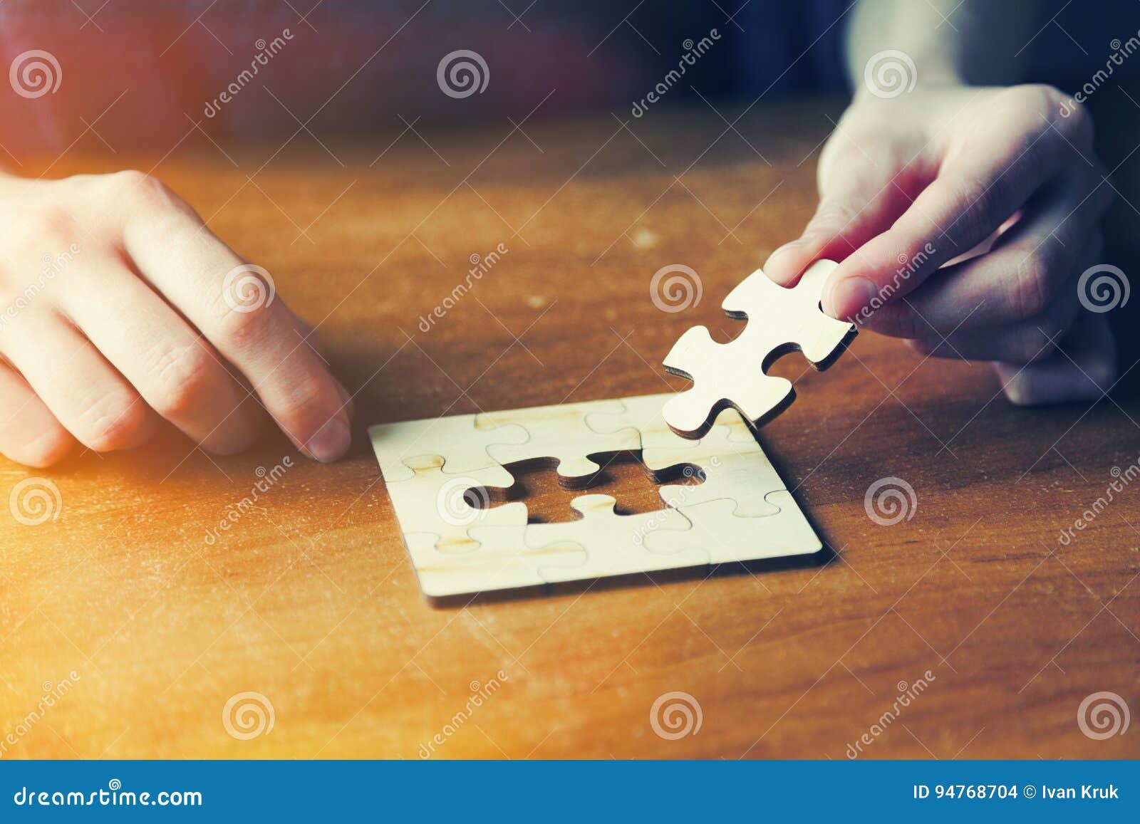 Hands Solving Jigsaw Puzzle Stock Photo - Image of building, game: 94768704