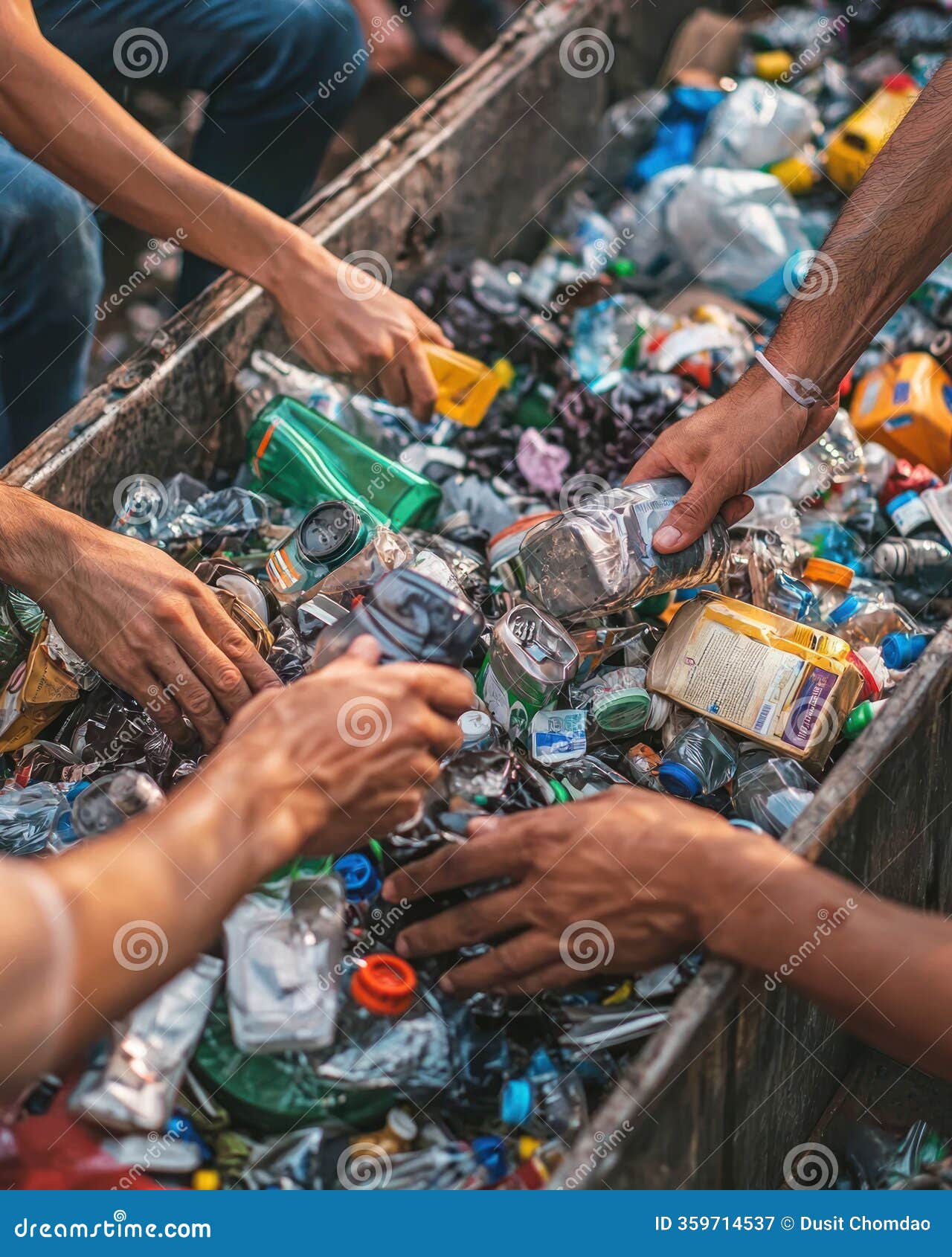 Hands Sorting Recyclable Materials, Showcasing Teamwork in Waste ...