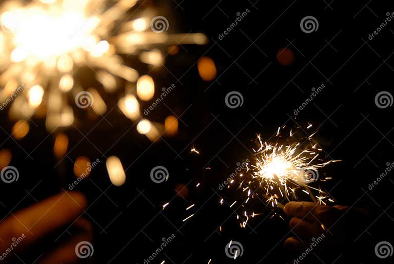 Hands with Sparklers in the Dark Stock Photo - Image of nights ...
