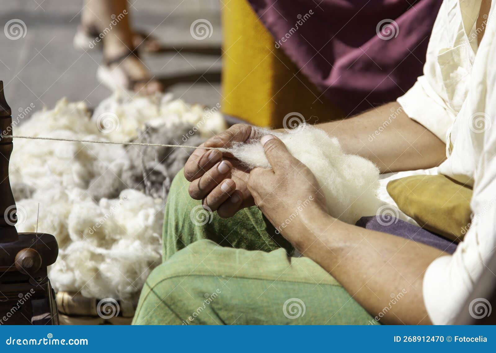 Hands spinning wool stock photo. Image of industry, cloth - 268912470
