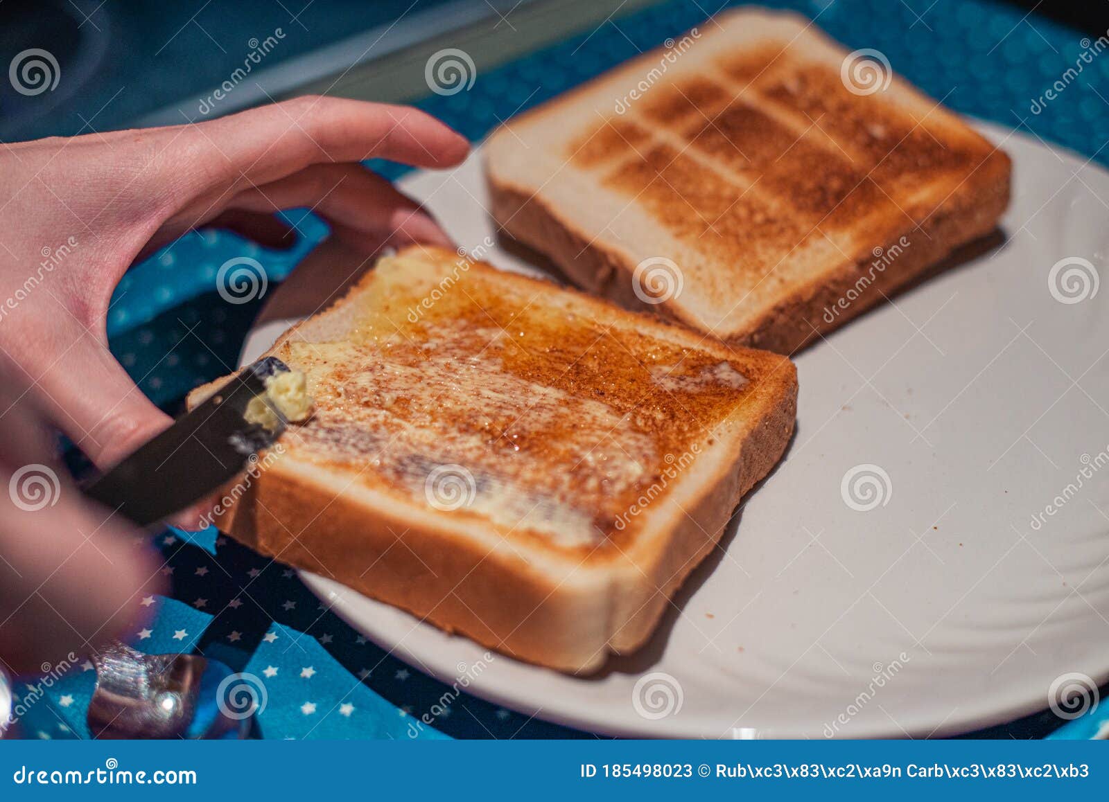 Hands Spreading Butter on Toast Stock Image - Image of roast, healthy ...
