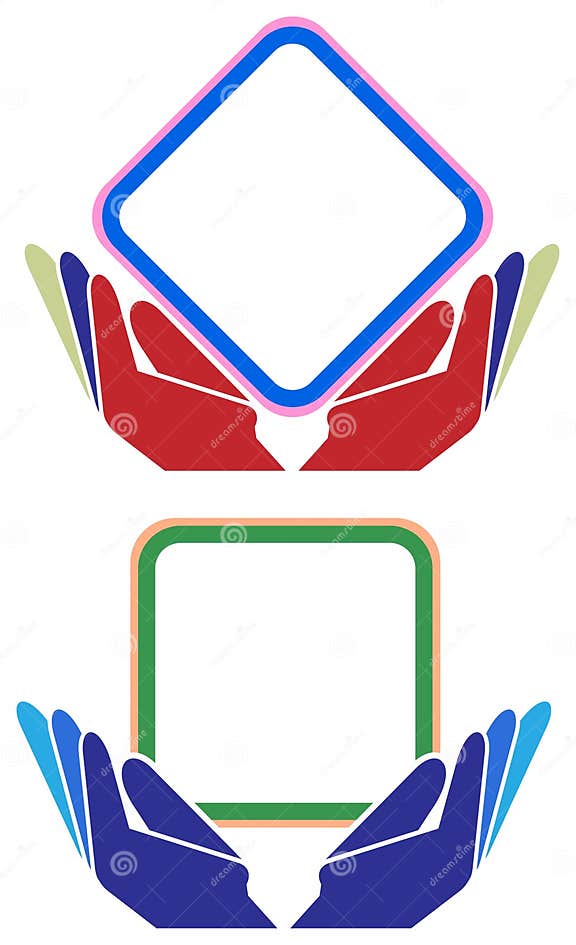 Hands with Square Frame Logo Set Stock Vector - Illustration of empty ...