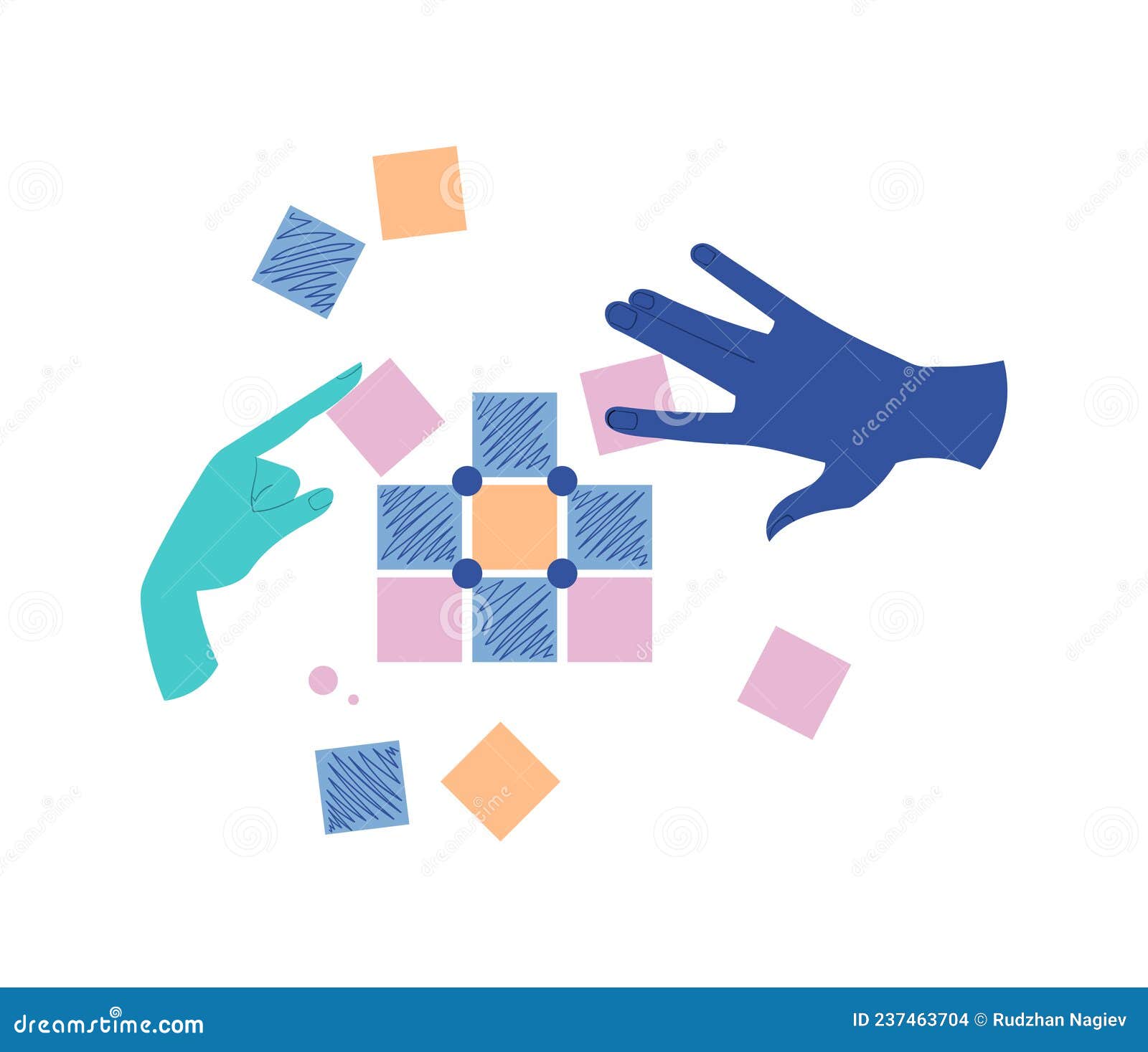 Hands with squares stock vector. Illustration of cartoon - 237463704