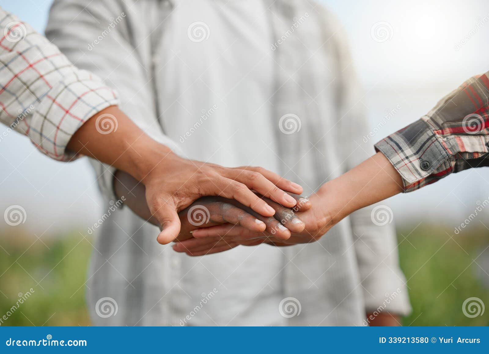 Hands, Stack and People in Group with Agriculture, Support and Circle ...