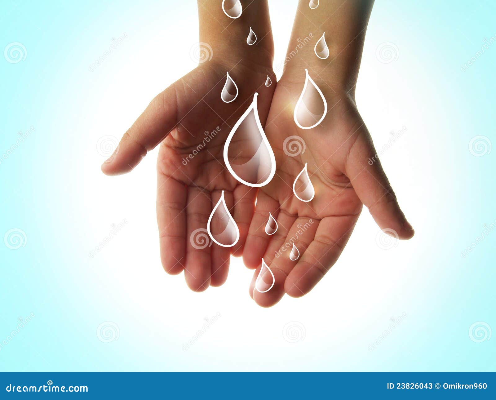 Hands and stream of water stock illustration. Illustration of drink ...