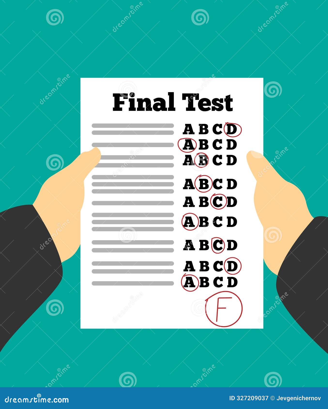 Hands of Student Holding Failed Test Results on Paper Stock ...