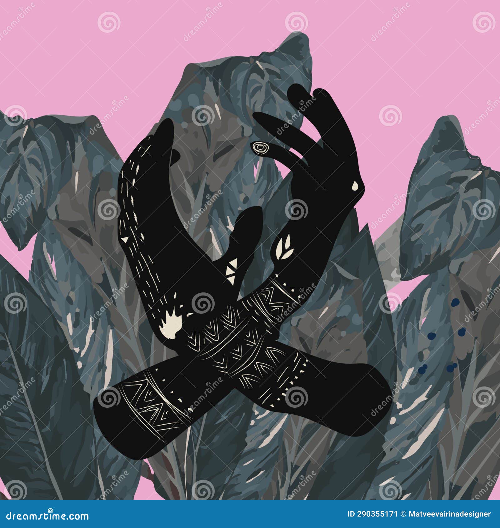 Hands with a Stylized Manner on a Background of Leaves for Your Ideas ...
