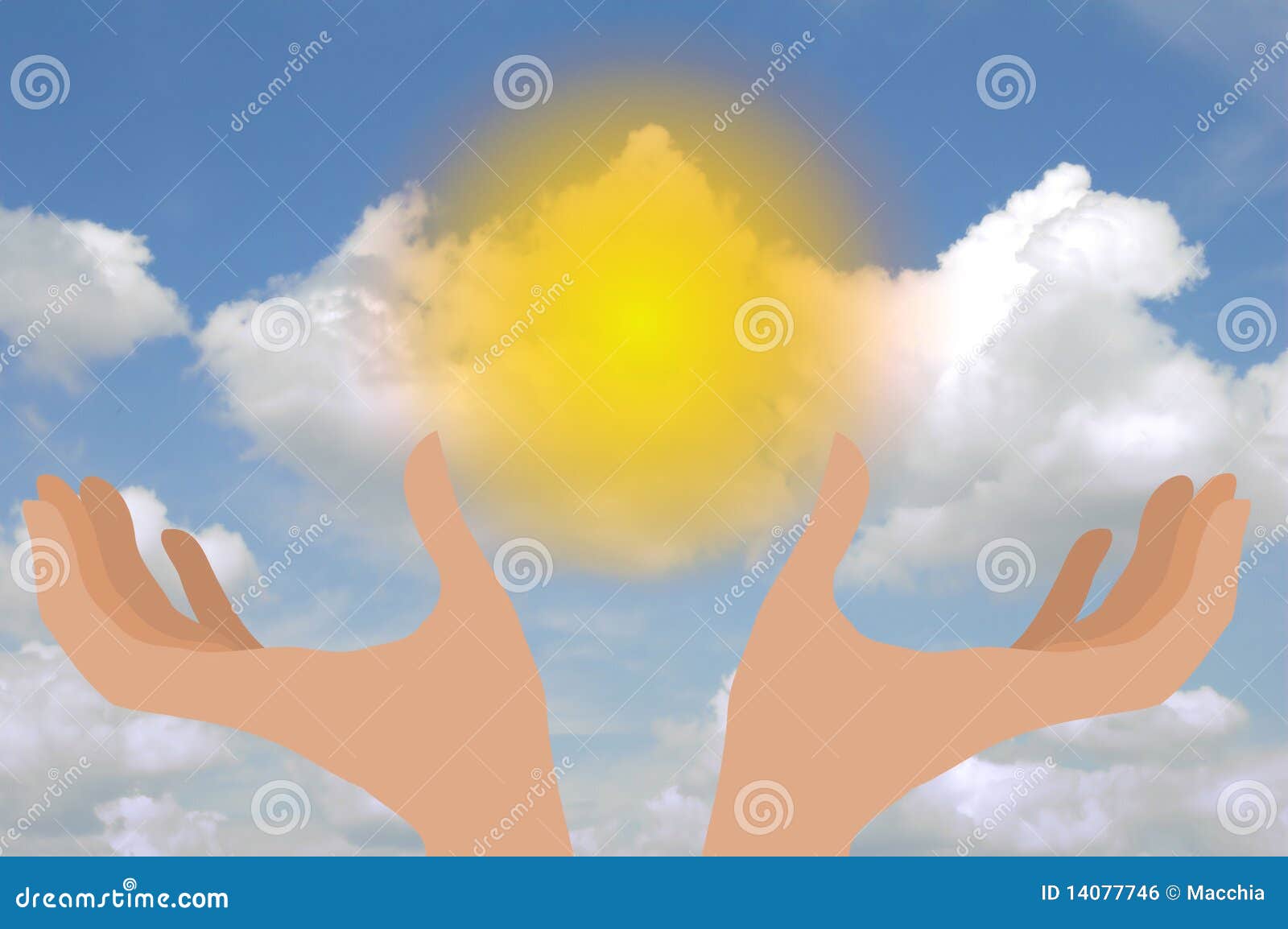 Hands with sun stock illustration. Illustration of nature - 14077746