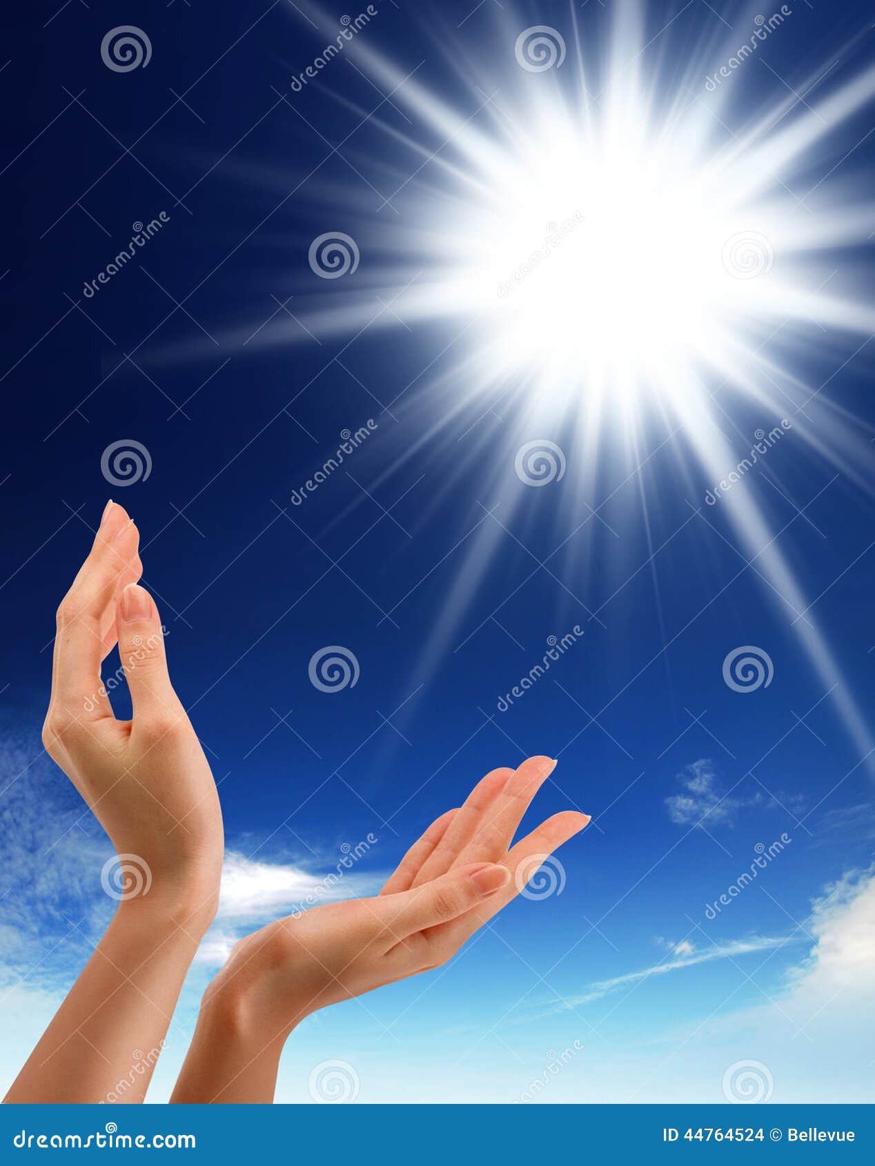 Hands, Sun and Blue Sky with Copy Space Stock Photo - Image of person ...