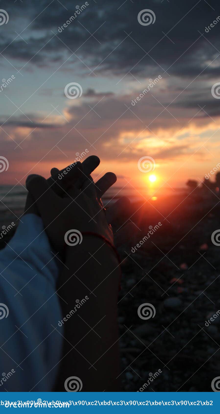 Hands on the Sunset Background. Stock Image - Image of photograph ...