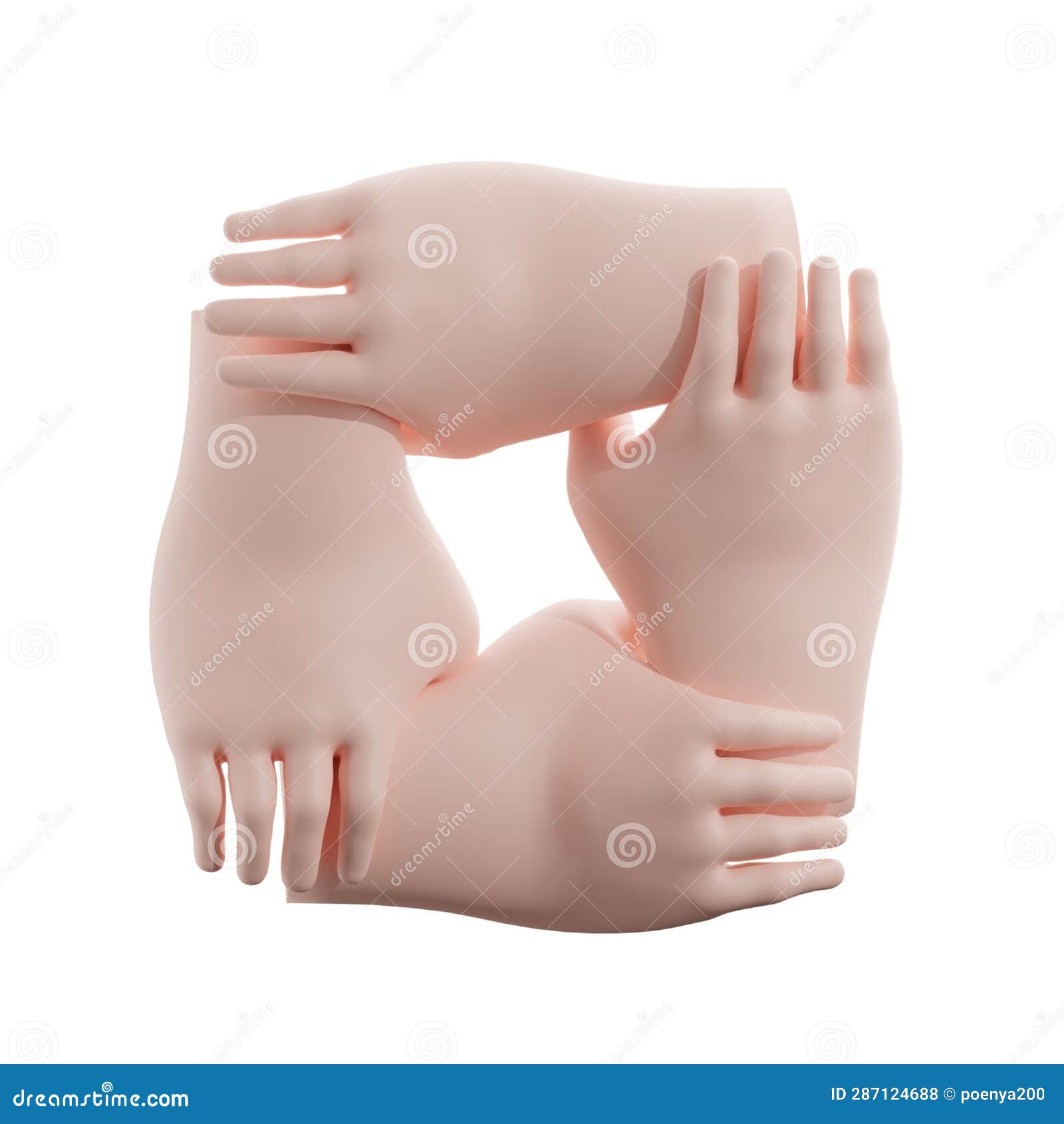 Hands Support Each Other Concept of Teamwork 3D Icon Stock Illustration ...