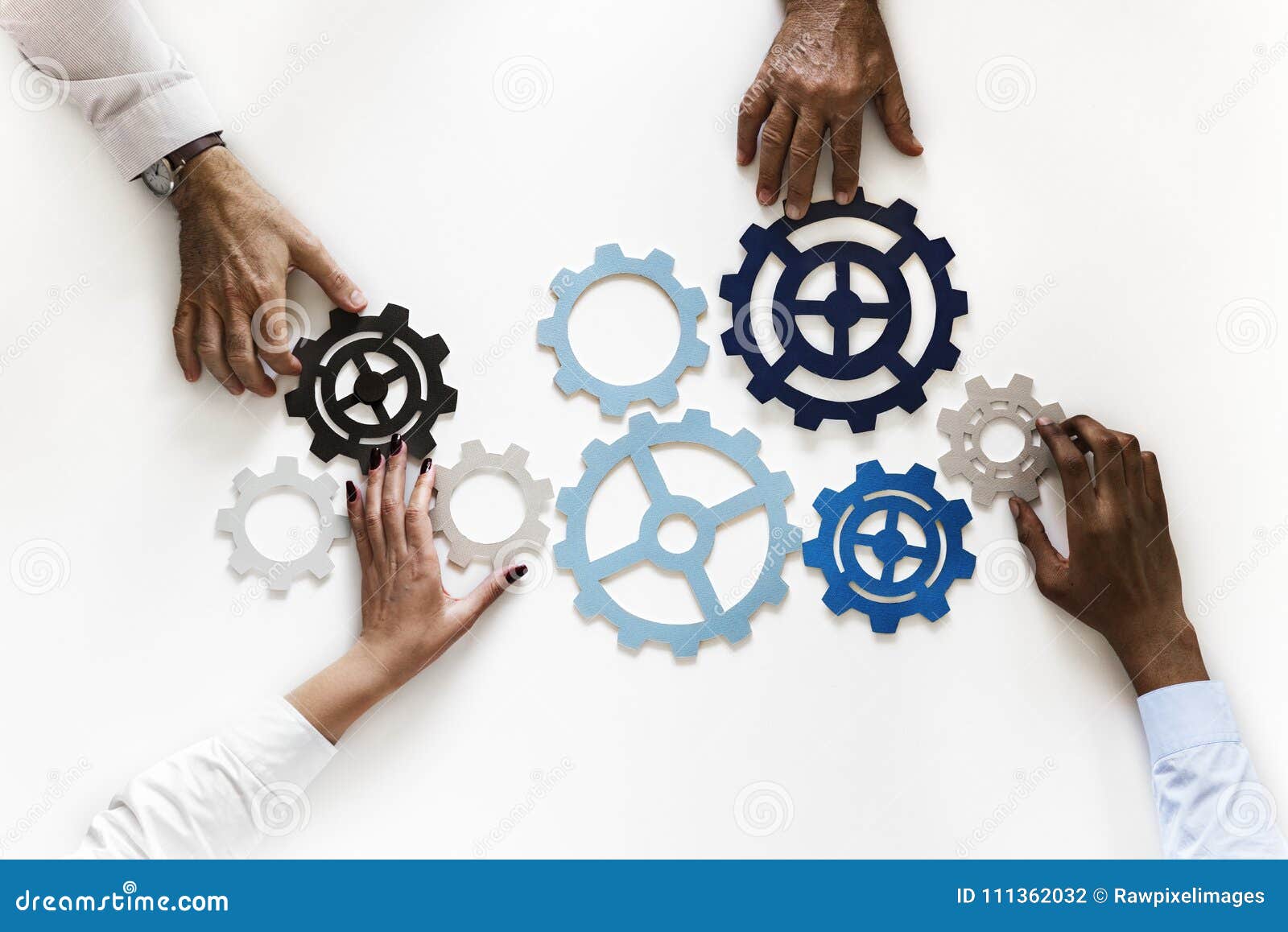 Hands with Support Gears on White Background Stock Photo - Image of ...