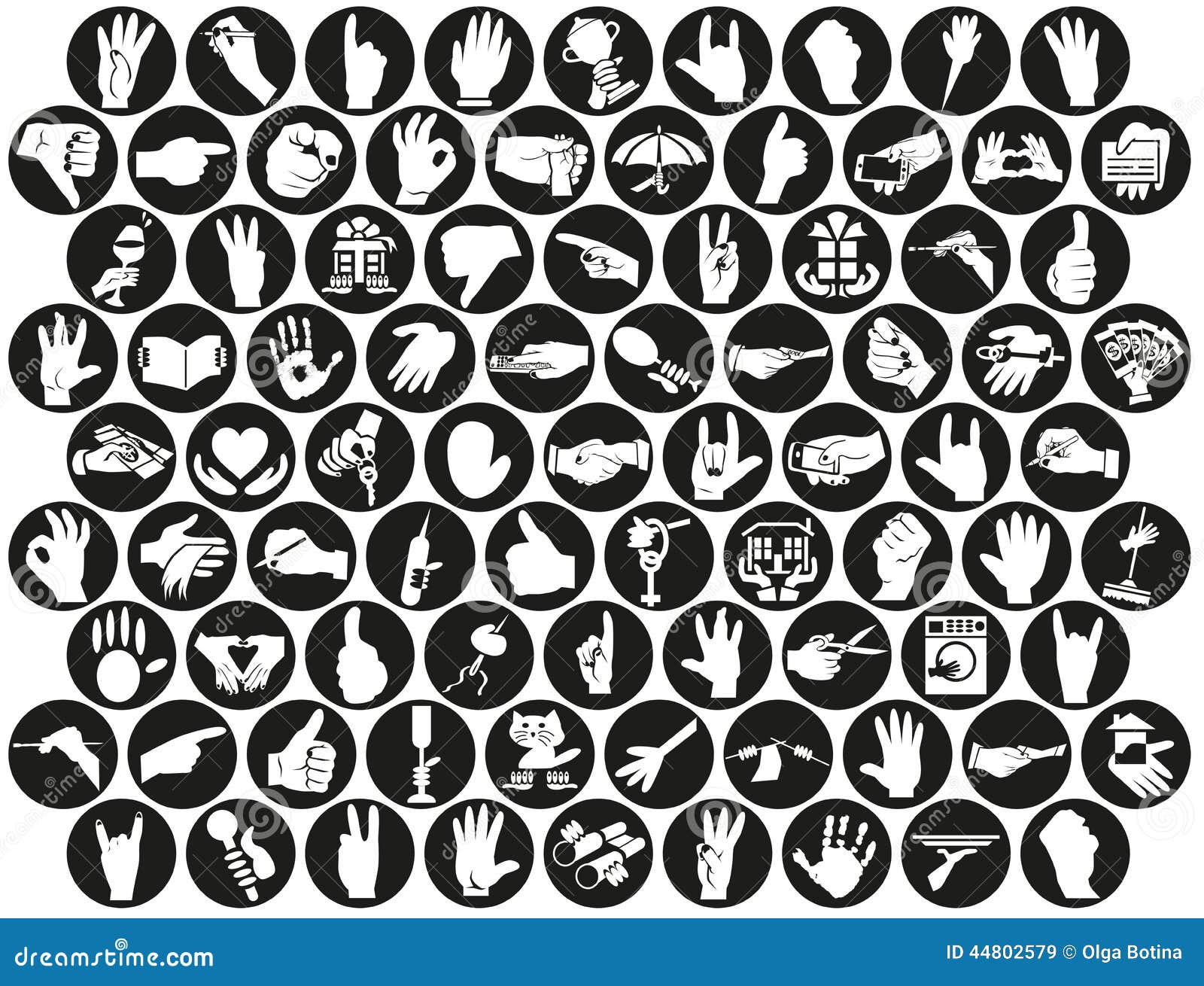 Hands symboler vektor illustrationer. Illustration av telefon - 44802579