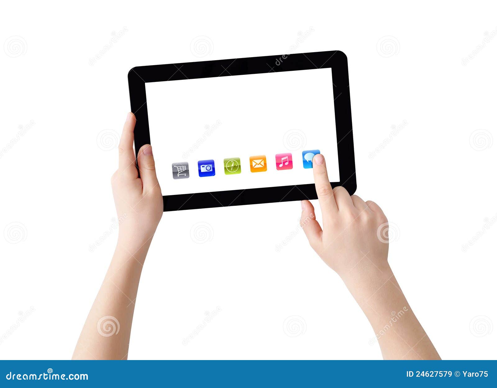 Hands, Tablet and apps stock image. Image of front, application - 24627579