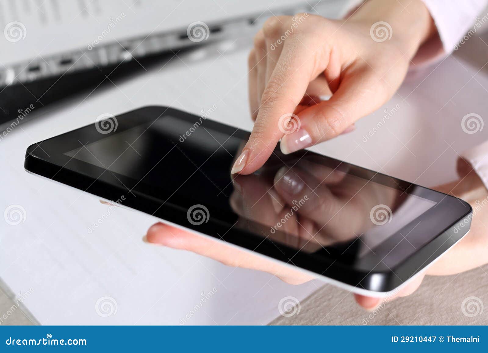 Hands and tablet computer stock image. Image of tablet - 29210447